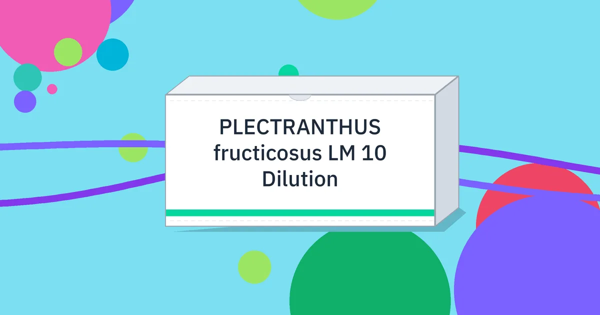 Symbolbild: Packung mit der Aufschrift PLECTRANTHUS fructicosus LM 10 Dilution (PZN 13648493) – Verfügbarkeit und Bezug in Apotheken in Frankfurt am Main