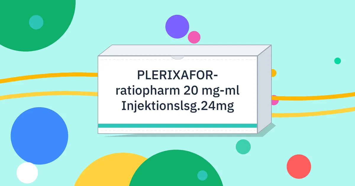 Symbolbild: Packung mit der Aufschrift PLERIXAFOR-ratiopharm 20 mg-ml Injektionslsg.24mg (PZN 18672875) – Verfügbarkeit und Bezug in Apotheken in Frankfurt am Main