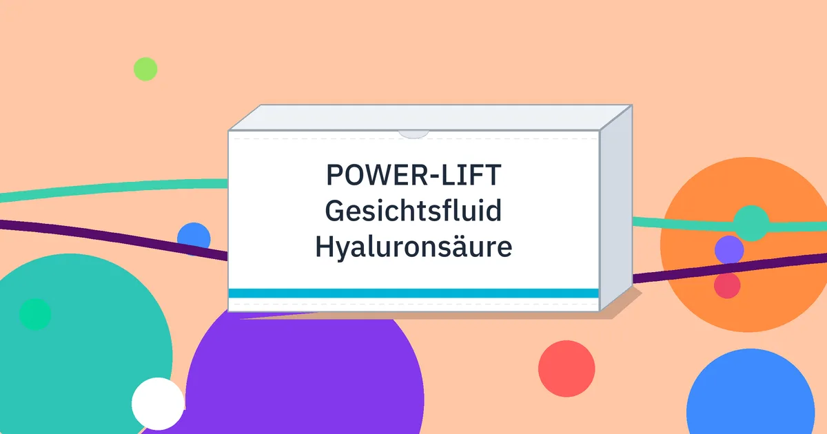Symbolbild: Packung mit der Aufschrift POWER-LIFT Gesichtsfluid Hyaluronsäure (PZN 15251073) – Verfügbarkeit und Bezug in Apotheken in Frankfurt am Main