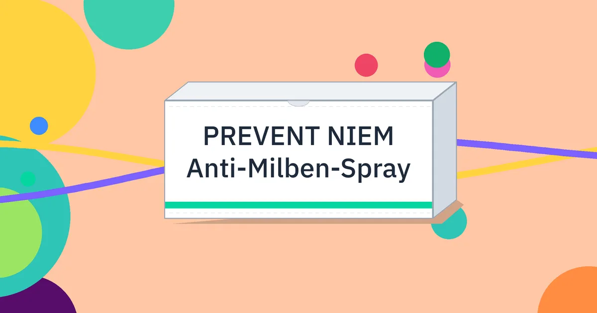 Symbolbild: Packung mit der Aufschrift PREVENT NIEM Anti-Milben-Spray (PZN 18906215) – Verfügbarkeit und Bezug in Apotheken in Frankfurt am Main