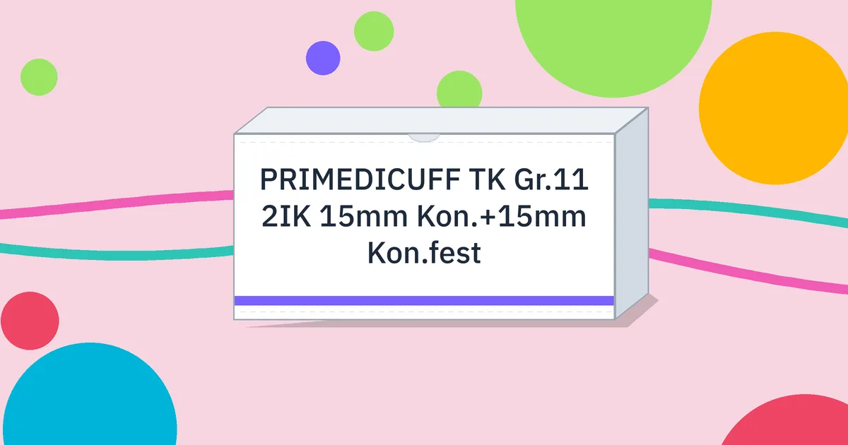 Symbolbild: Packung mit der Aufschrift PRIMEDICUFF TK Gr.11 2IK 15mm Kon.+15mm Kon.fest (PZN 10282471) – Verfügbarkeit und Bezug in Apotheken in Frankfurt am Main