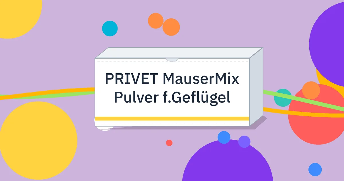 Symbolbild: Packung mit der Aufschrift PRIVET MauserMix Pulver f.Geflügel (PZN 19686885) – Verfügbarkeit und Bezug in Apotheken in Frankfurt am Main