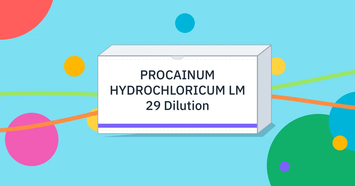 Symbolbild: Packung mit der Aufschrift PROCAINUM HYDROCHLORICUM LM 29 Dilution (PZN 13668633) – Verfügbarkeit und Bezug in Apotheken in Frankfurt am Main
