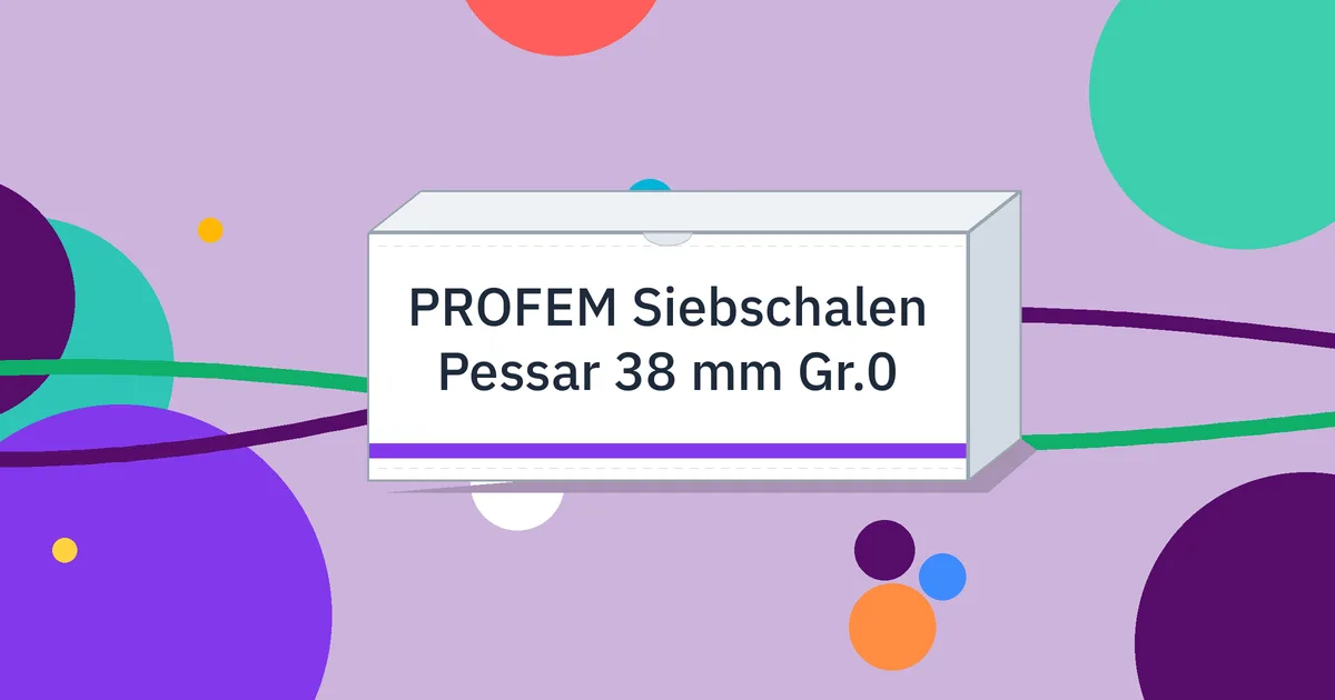 Symbolbild: Packung mit der Aufschrift PROFEM Siebschalen Pessar 38 mm Gr.0 (PZN 11672518) – Verfügbarkeit und Bezug in Apotheken in Frankfurt am Main