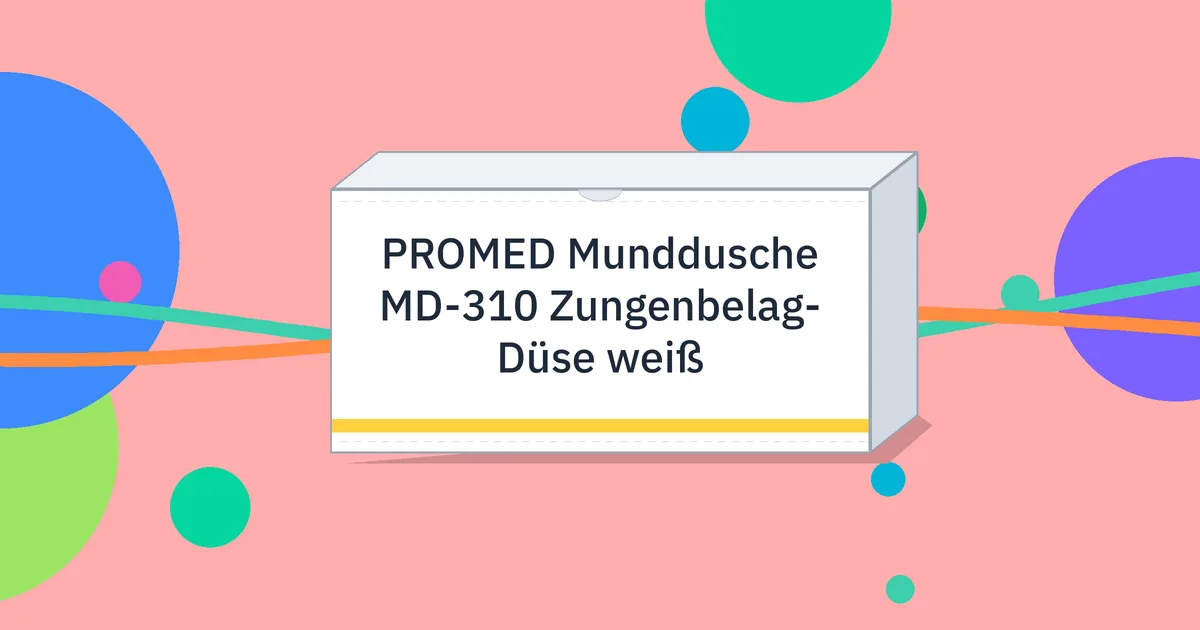 Symbolbild: Packung mit der Aufschrift PROMED Munddusche MD-310 Zungenbelag-Düse weiß (PZN 20843628) – Verfügbarkeit und Bezug in Apotheken in Frankfurt am Main