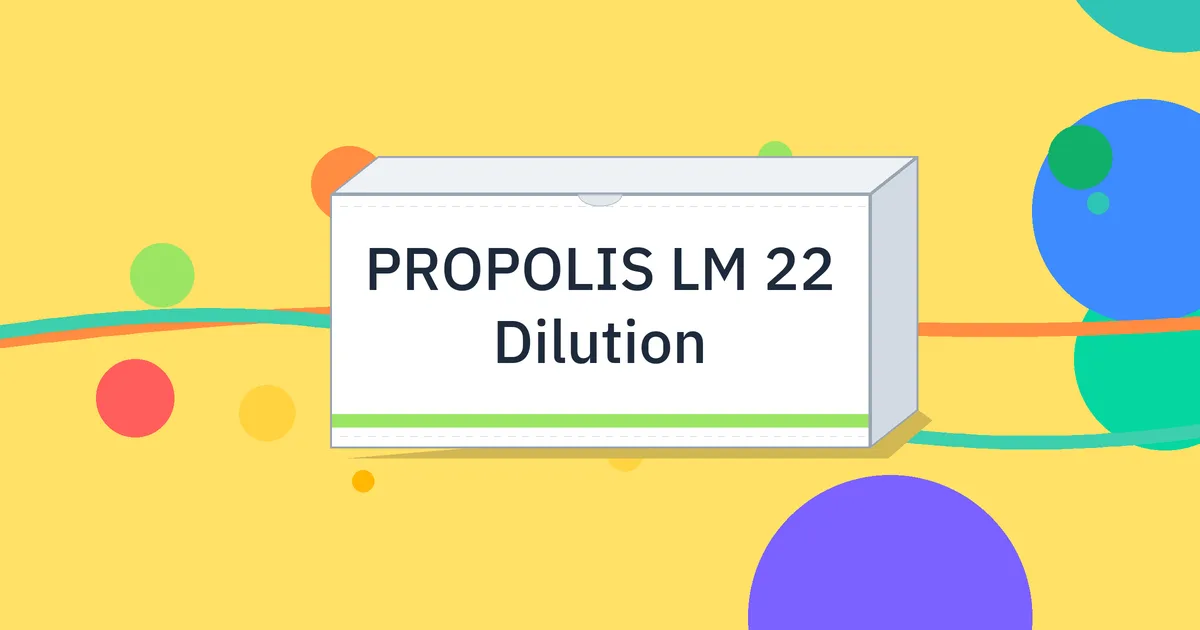 Symbolbild: Packung mit der Aufschrift PROPOLIS LM 22 Dilution (PZN 13044737) – Verfügbarkeit und Bezug in Apotheken in Frankfurt am Main