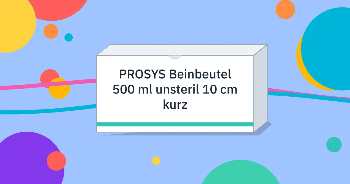 Symbolbild: Packung mit der Aufschrift PROSYS Beinbeutel 500 ml unsteril 10 cm kurz (PZN 11668706) – Verfügbarkeit und Bezug in Apotheken in Frankfurt am Main