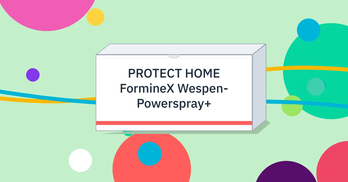 Symbolbild: Packung mit der Aufschrift PROTECT HOME FormineX Wespen-Powerspray+ (PZN 16017480) – Verfügbarkeit und Bezug in Apotheken in Frankfurt am Main