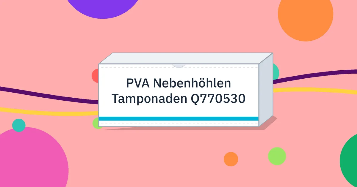 Symbolbild: Packung mit der Aufschrift PVA Nebenhöhlen Tamponaden Q770530 (PZN 09006079) – Verfügbarkeit und Bezug in Apotheken in Frankfurt am Main