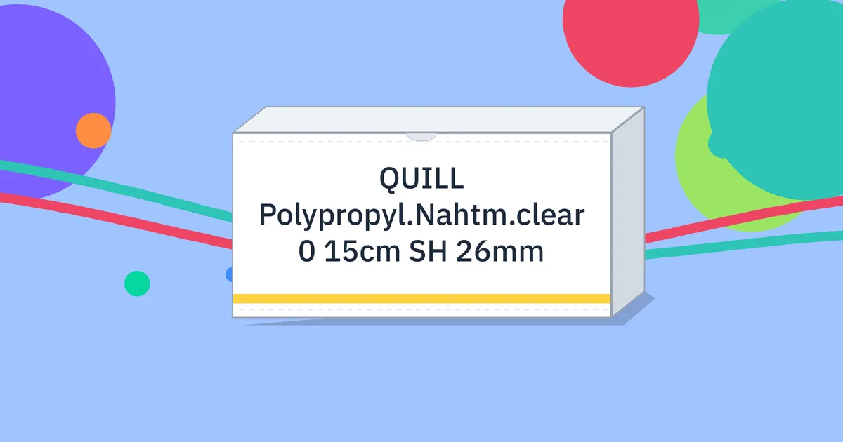 Symbolbild: Packung mit der Aufschrift QUILL Polypropyl.Nahtm.clear 0 15cm SH 26mm (PZN 17991101) – Verfügbarkeit und Bezug in Apotheken in Frankfurt am Main