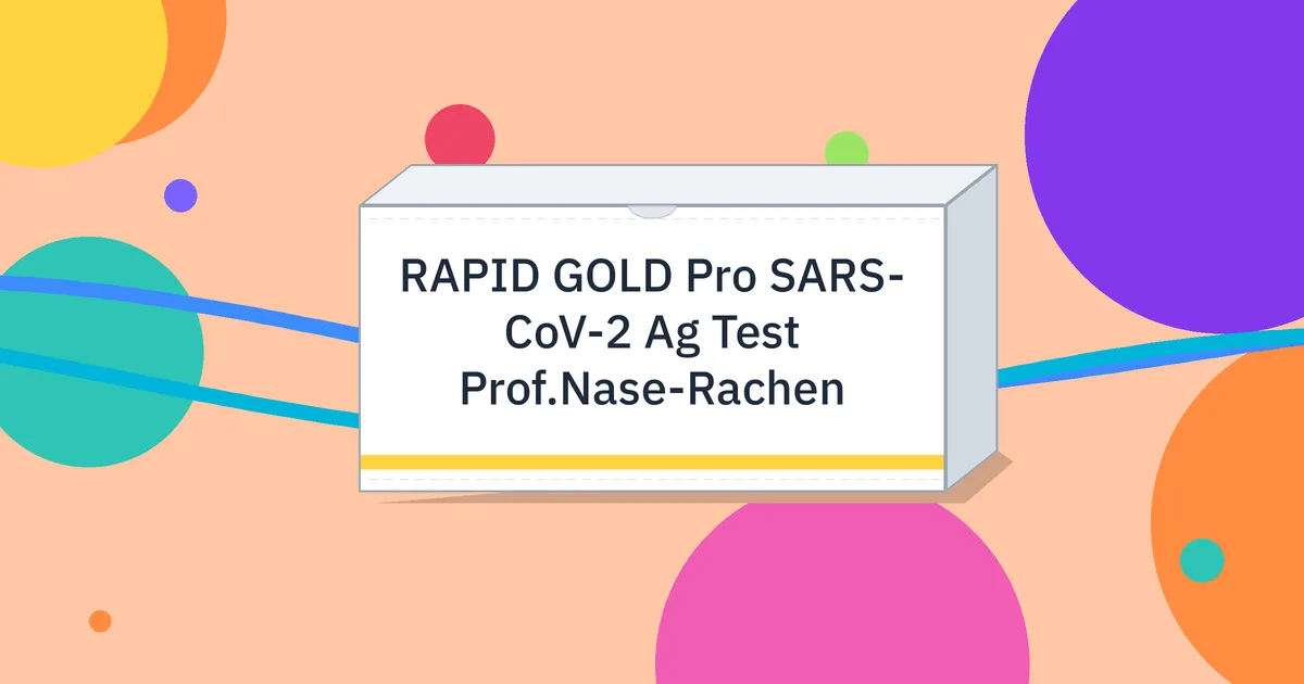 Symbolbild: Packung mit der Aufschrift RAPID GOLD Pro SARS-CoV-2 Ag Test Prof.Nase-Rachen (PZN 18229192) – Verfügbarkeit und Bezug in Apotheken in Frankfurt am Main