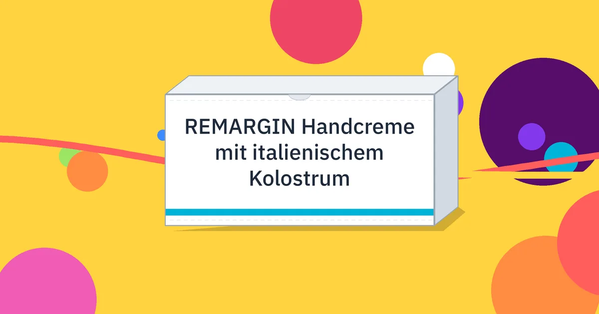 Symbolbild: Packung mit der Aufschrift REMARGIN Handcreme mit italienischem Kolostrum (PZN 19557886) – Verfügbarkeit und Bezug in Apotheken in Frankfurt am Main