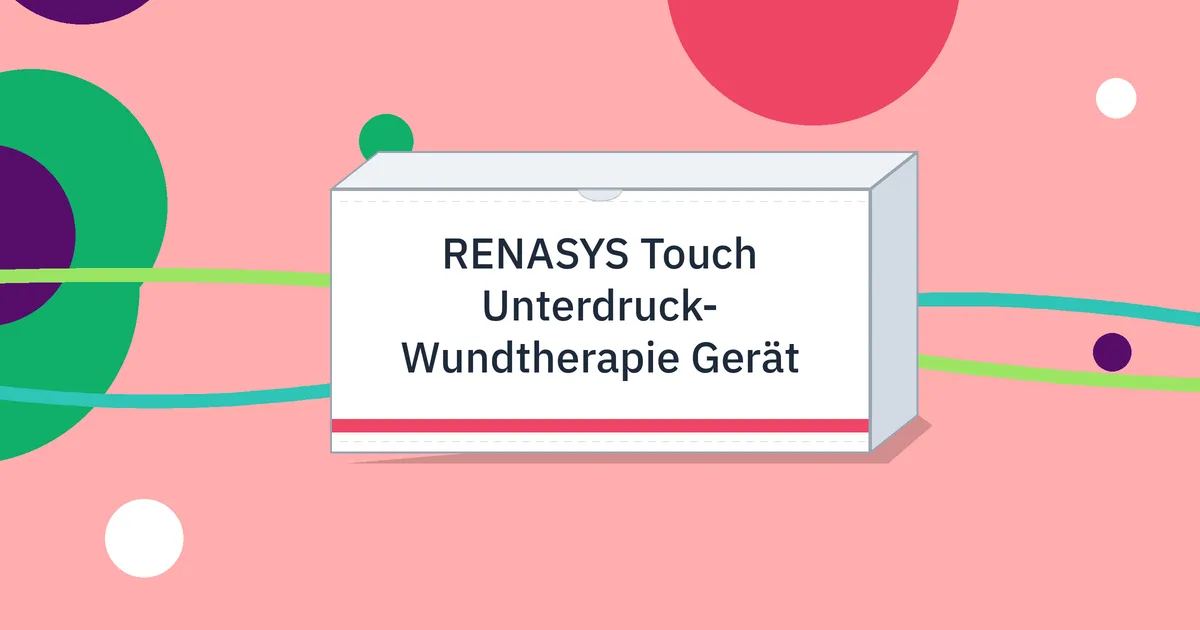 Symbolbild: Packung mit der Aufschrift RENASYS Touch Unterdruck-Wundtherapie Gerät (PZN 16389804) – Verfügbarkeit und Bezug in Apotheken in Frankfurt am Main