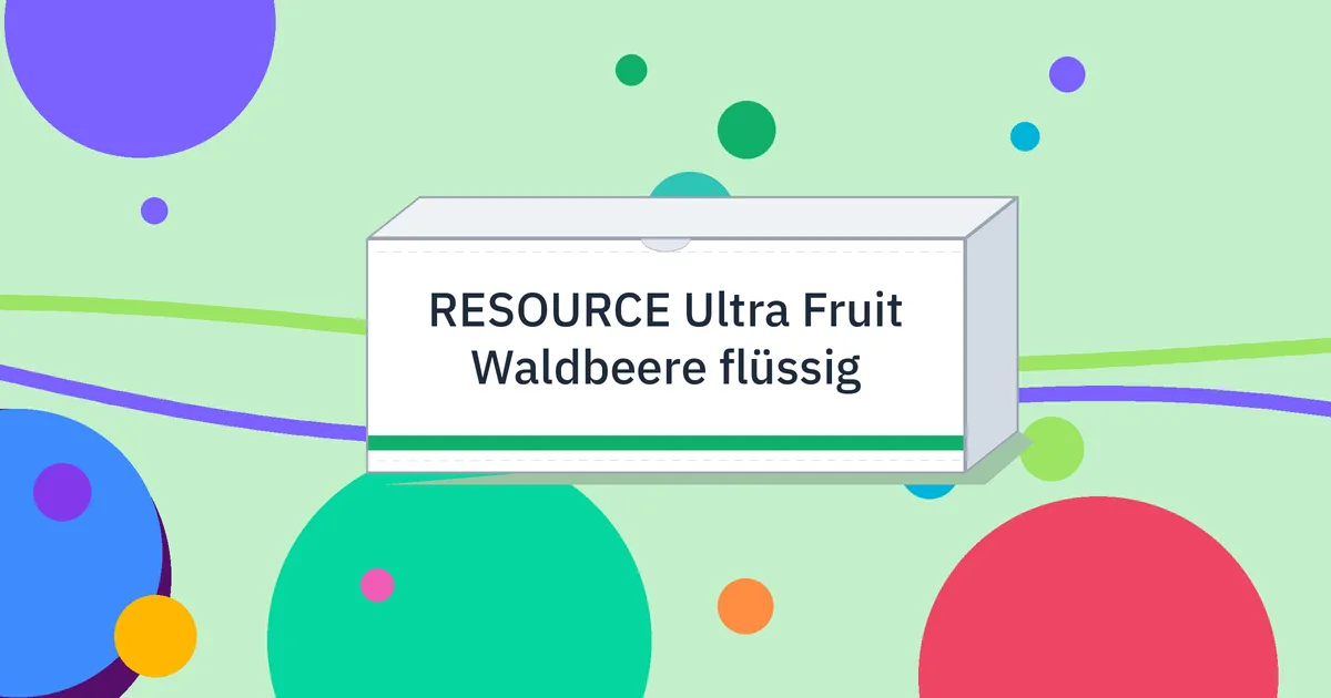 Symbolbild: Packung mit der Aufschrift RESOURCE Ultra Fruit Waldbeere flüssig (PZN 17160765) – Verfügbarkeit und Bezug in Apotheken in Frankfurt am Main