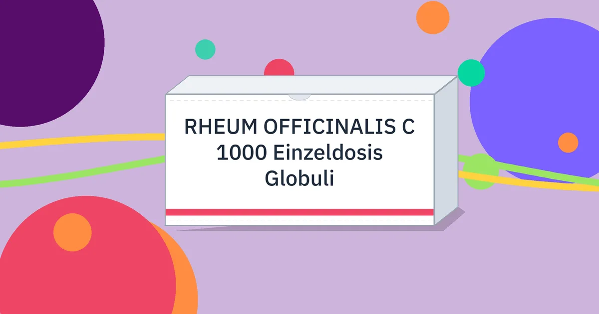 Symbolbild: Packung mit der Aufschrift RHEUM OFFICINALIS C 1000 Einzeldosis Globuli (PZN 03034790) – Verfügbarkeit und Bezug in Apotheken in Frankfurt am Main