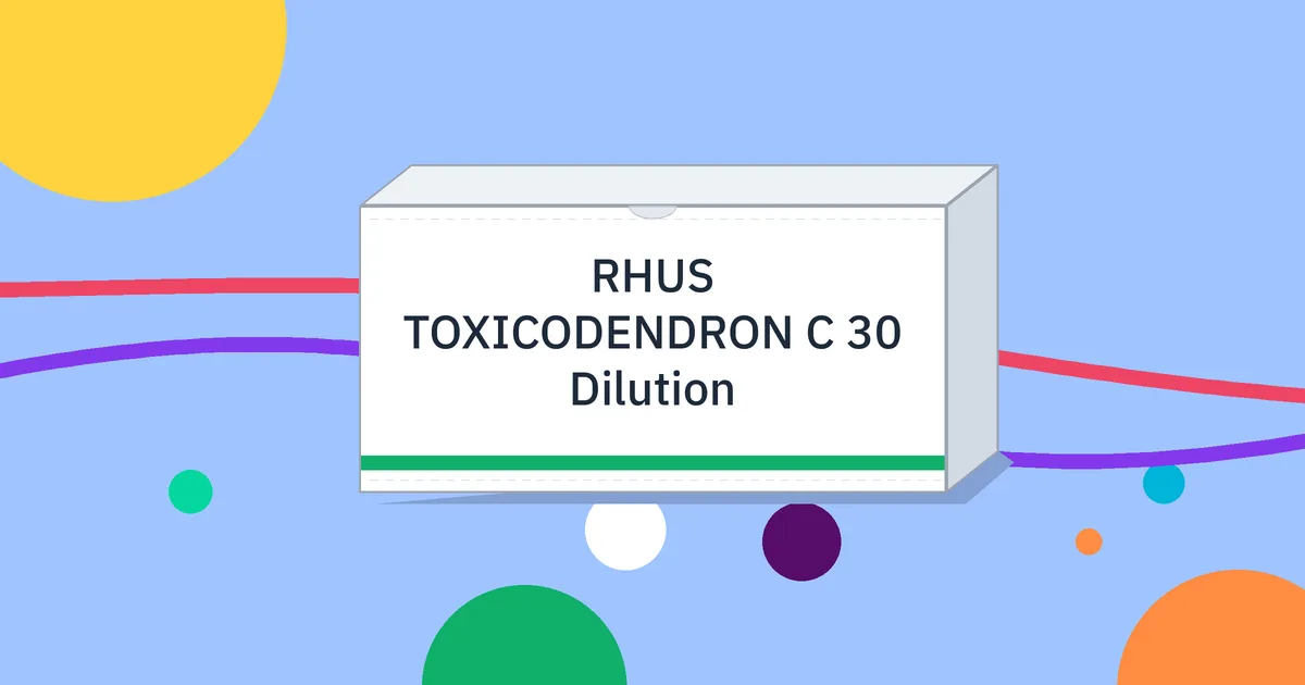 Symbolbild: Packung mit der Aufschrift RHUS TOXICODENDRON C 30 Dilution (PZN 02930217) – Verfügbarkeit und Bezug in Apotheken in Frankfurt am Main