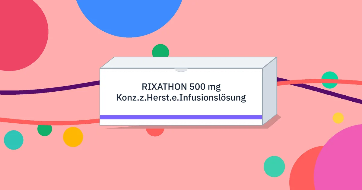 Symbolbild: Packung mit der Aufschrift RIXATHON 500 mg Konz.z.Herst.e.Infusionslösung (PZN 11874564) – Verfügbarkeit und Bezug in Apotheken in Frankfurt am Main