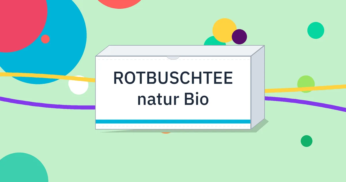 Symbolbild: Packung mit der Aufschrift ROTBUSCHTEE natur Bio (PZN 10932182) – Verfügbarkeit und Bezug in Apotheken in Frankfurt am Main