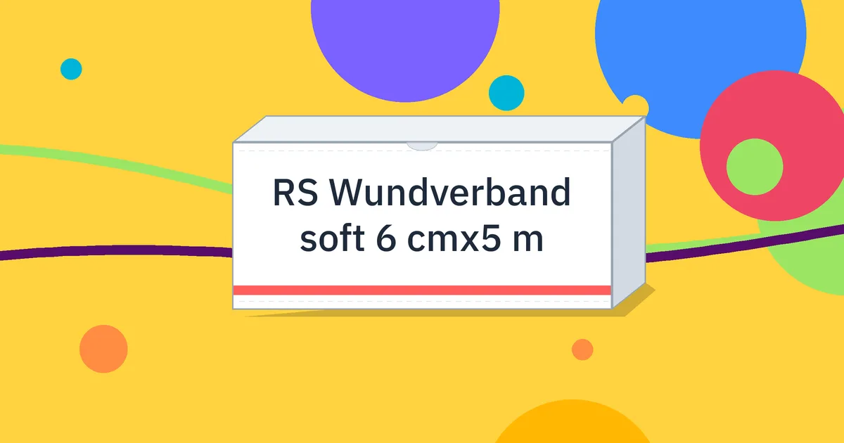 Symbolbild: Packung mit der Aufschrift RS Wundverband soft 6 cmx5 m (PZN 02955973) – Verfügbarkeit und Bezug in Apotheken in Frankfurt am Main