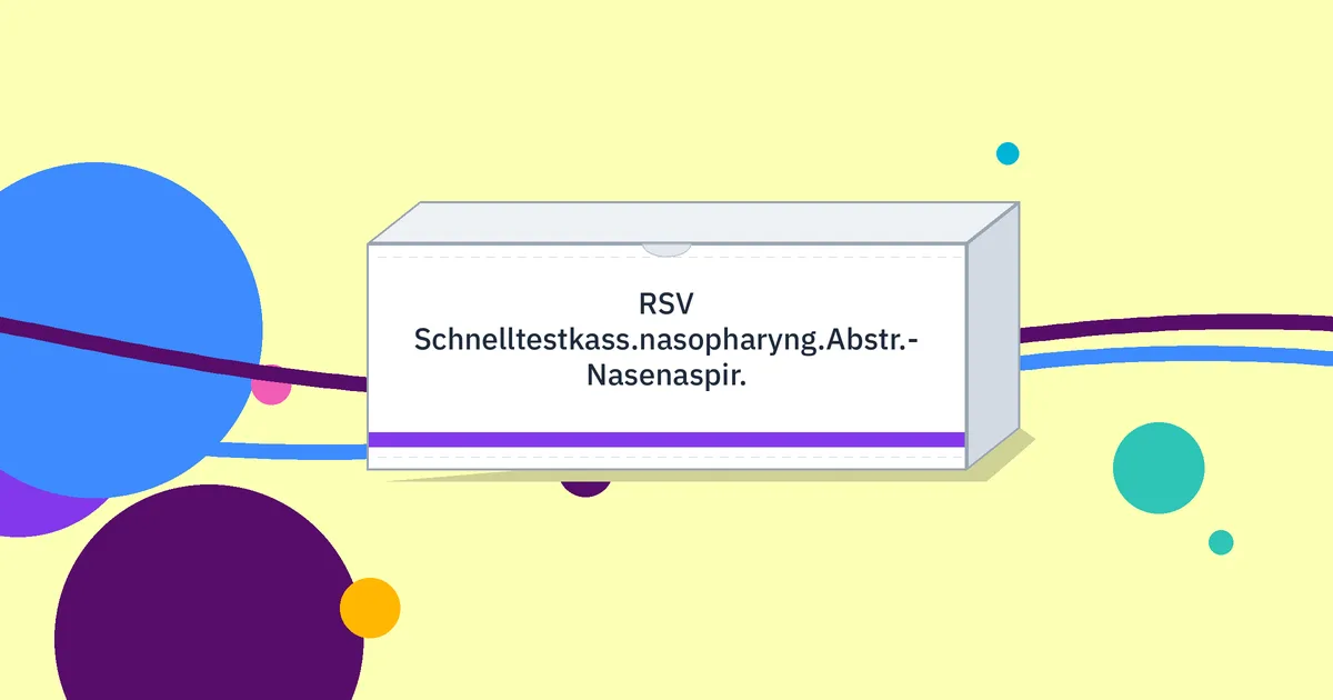 Symbolbild: Packung mit der Aufschrift RSV Schnelltestkass.nasopharyng.Abstr.-Nasenaspir. (PZN 19850706) – Verfügbarkeit und Bezug in Apotheken in Frankfurt am Main