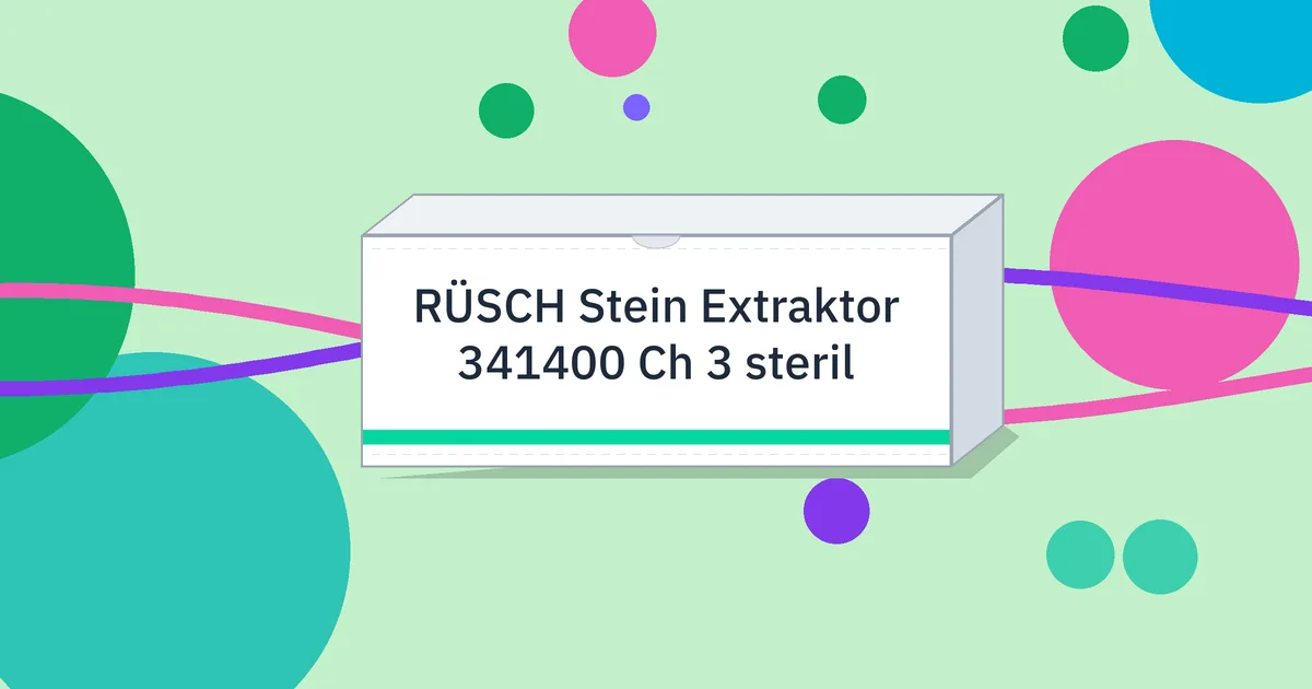 Symbolbild: Packung mit der Aufschrift RÜSCH Stein Extraktor 341400 Ch 3 steril (PZN 04251816) – Verfügbarkeit und Bezug in Apotheken in Frankfurt am Main