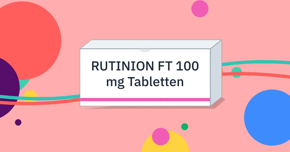 Symbolbild: Packung mit der Aufschrift RUTINION FT 100 mg Tabletten (PZN 02147351) – Verfügbarkeit und Bezug in Apotheken in Frankfurt am Main