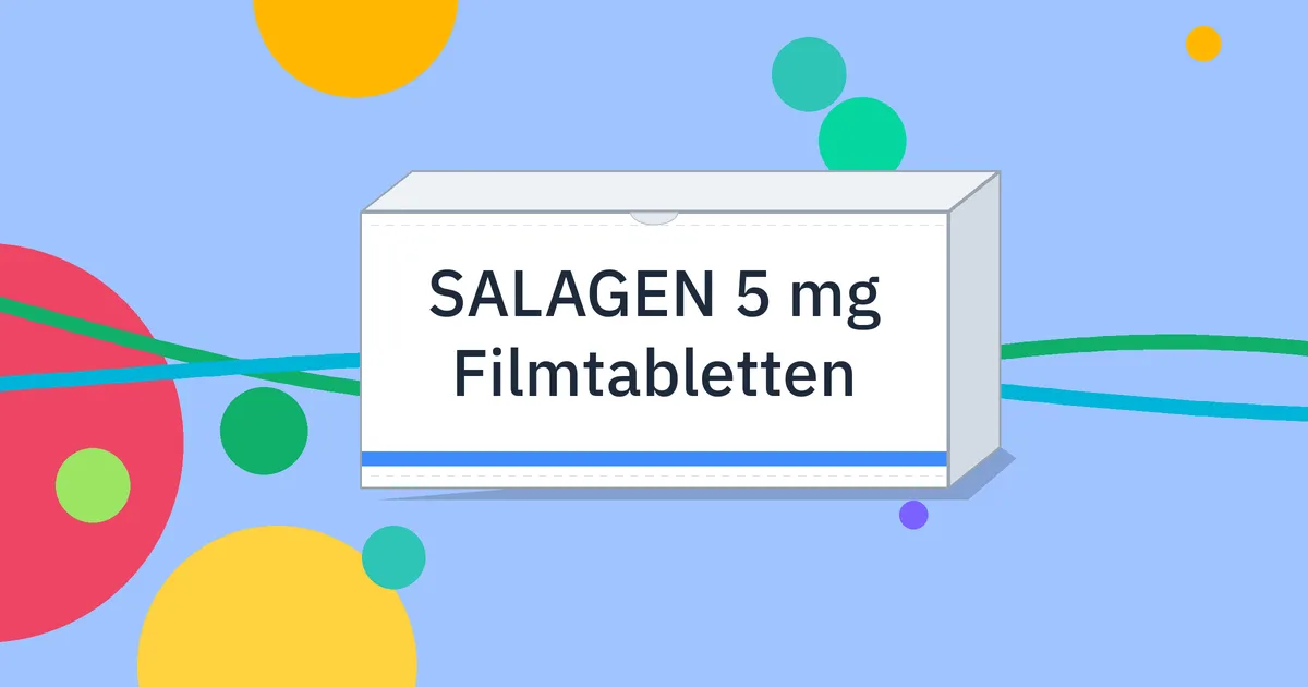 Symbolbild: Packung mit der Aufschrift SALAGEN 5 mg Filmtabletten (PZN 01276046) – Verfügbarkeit und Bezug in Apotheken in Frankfurt am Main