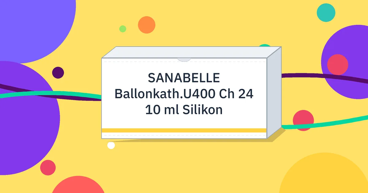 Symbolbild: Packung mit der Aufschrift SANABELLE Ballonkath.U400 Ch 24 10 ml Silikon (PZN 06086540) – Verfügbarkeit und Bezug in Apotheken in Frankfurt am Main