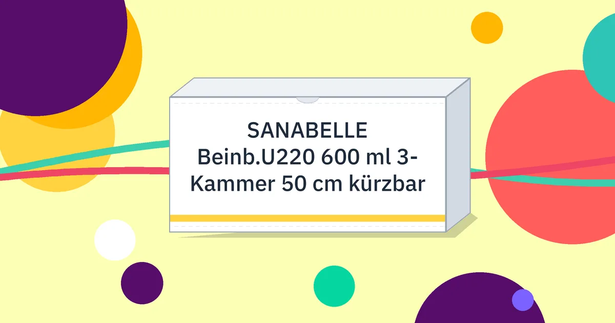 Symbolbild: Packung mit der Aufschrift SANABELLE Beinb.U220 600 ml 3-Kammer 50 cm kürzbar (PZN 05973055) – Verfügbarkeit und Bezug in Apotheken in Frankfurt am Main
