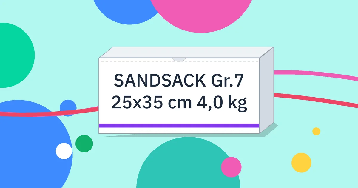 Symbolbild: Packung mit der Aufschrift SANDSACK Gr.7 25x35 cm 4,0 kg (PZN 02443210) – Verfügbarkeit und Bezug in Apotheken in Frankfurt am Main