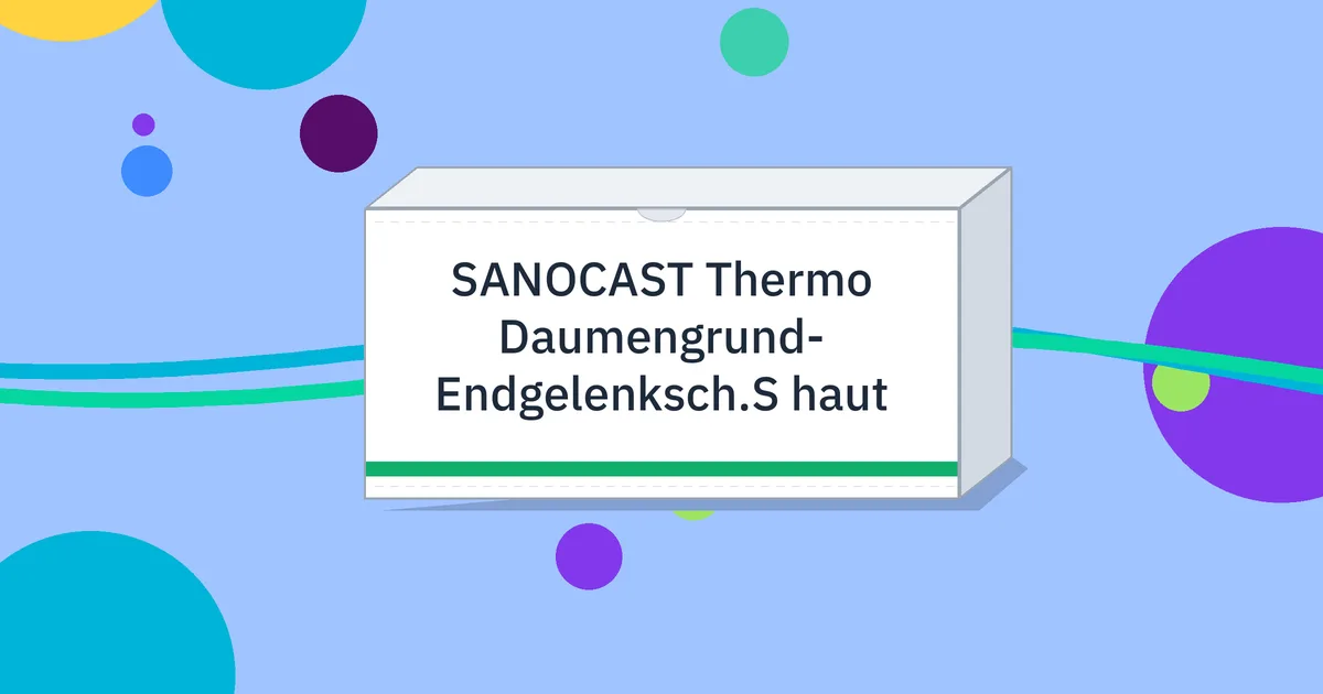 Symbolbild: Packung mit der Aufschrift SANOCAST Thermo Daumengrund-Endgelenksch.S haut (PZN 15259910) – Verfügbarkeit und Bezug in Apotheken in Frankfurt am Main