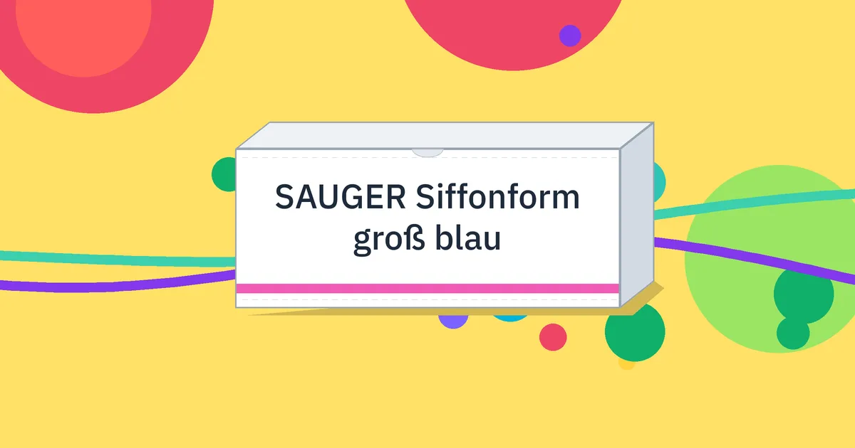 Symbolbild: Packung mit der Aufschrift SAUGER Siffonform groß blau (PZN 01724421) – Verfügbarkeit und Bezug in Apotheken in Frankfurt am Main