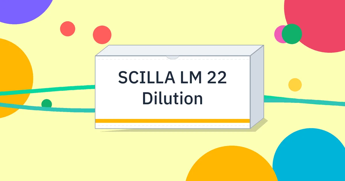 Symbolbild: Packung mit der Aufschrift SCILLA LM 22 Dilution (PZN 13184088) – Verfügbarkeit und Bezug in Apotheken in Frankfurt am Main