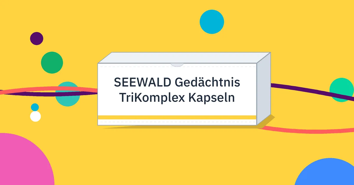 Symbolbild: Packung mit der Aufschrift SEEWALD Gedächtnis TriKomplex Kapseln (PZN 19545630) – Verfügbarkeit und Bezug in Apotheken in Frankfurt am Main