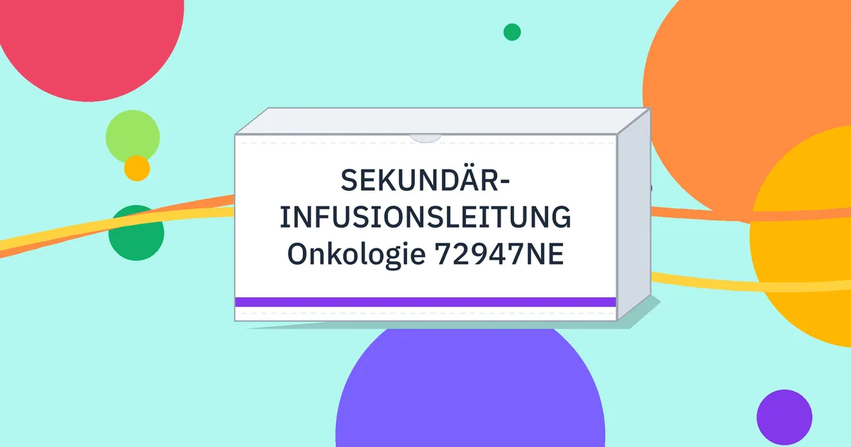 Symbolbild: Packung mit der Aufschrift SEKUNDÄR-INFUSIONSLEITUNG Onkologie 72947NE (PZN 13650395) – Verfügbarkeit und Bezug in Apotheken in Frankfurt am Main