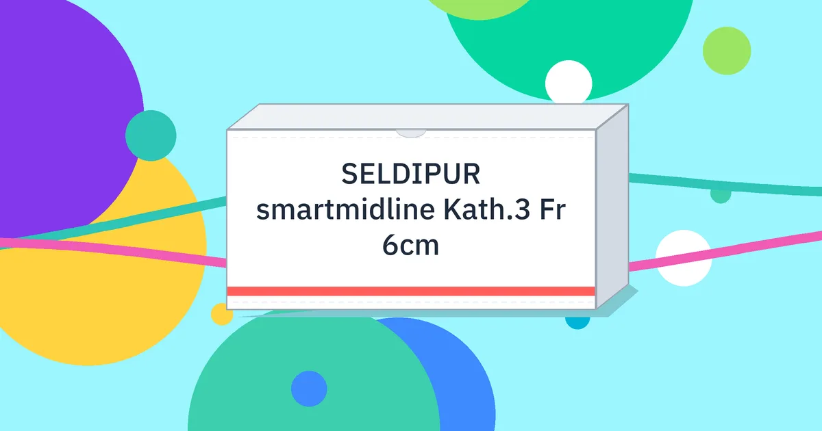 Symbolbild: Packung mit der Aufschrift SELDIPUR smartmidline Kath.3 Fr 6cm (PZN 15263188) – Verfügbarkeit und Bezug in Apotheken in Frankfurt am Main