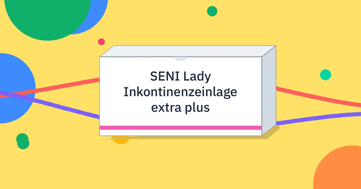 Symbolbild: Packung mit der Aufschrift SENI Lady Inkontinenzeinlage extra plus (PZN 16916907) – Verfügbarkeit und Bezug in Apotheken in Frankfurt am Main