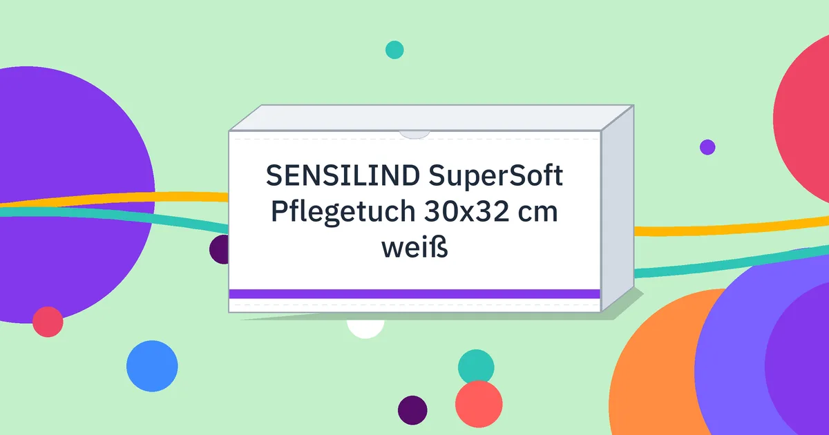 Symbolbild: Packung mit der Aufschrift SENSILIND SuperSoft Pflegetuch 30x32 cm weiß (PZN 17194416) – Verfügbarkeit und Bezug in Apotheken in Frankfurt am Main