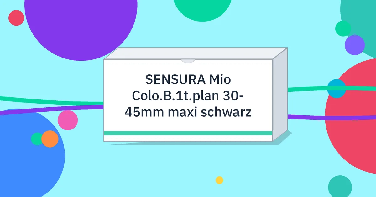 Symbolbild: Packung mit der Aufschrift SENSURA Mio Colo.B.1t.plan 30-45mm maxi schwarz (PZN 19974667) – Verfügbarkeit und Bezug in Apotheken in Frankfurt am Main