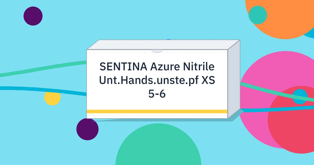 Symbolbild: Packung mit der Aufschrift SENTINA Azure Nitrile Unt.Hands.unste.pf XS 5-6 (PZN 20550375) – Verfügbarkeit und Bezug in Apotheken in Frankfurt am Main