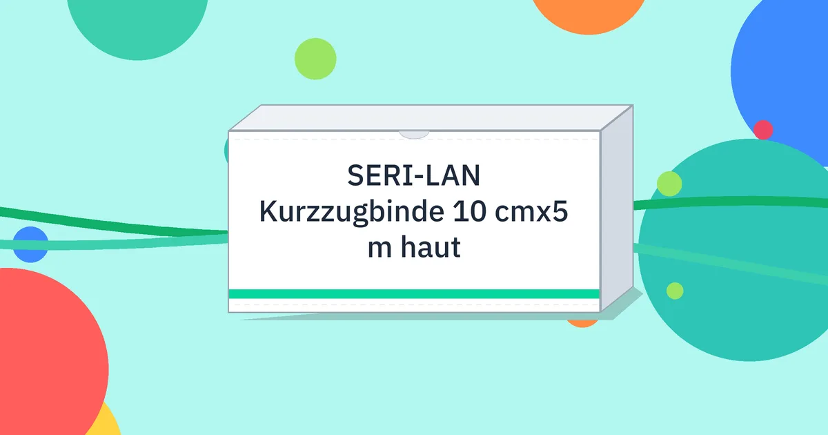 Symbolbild: Packung mit der Aufschrift SERI-LAN Kurzzugbinde 10 cmx5 m haut (PZN 14444781) – Verfügbarkeit und Bezug in Apotheken in Frankfurt am Main