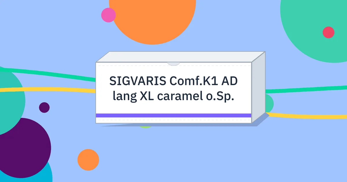 Symbolbild: Packung mit der Aufschrift SIGVARIS Comf.K1 AD lang XL caramel o.Sp. (PZN 17093313) – Verfügbarkeit und Bezug in Apotheken in Frankfurt am Main