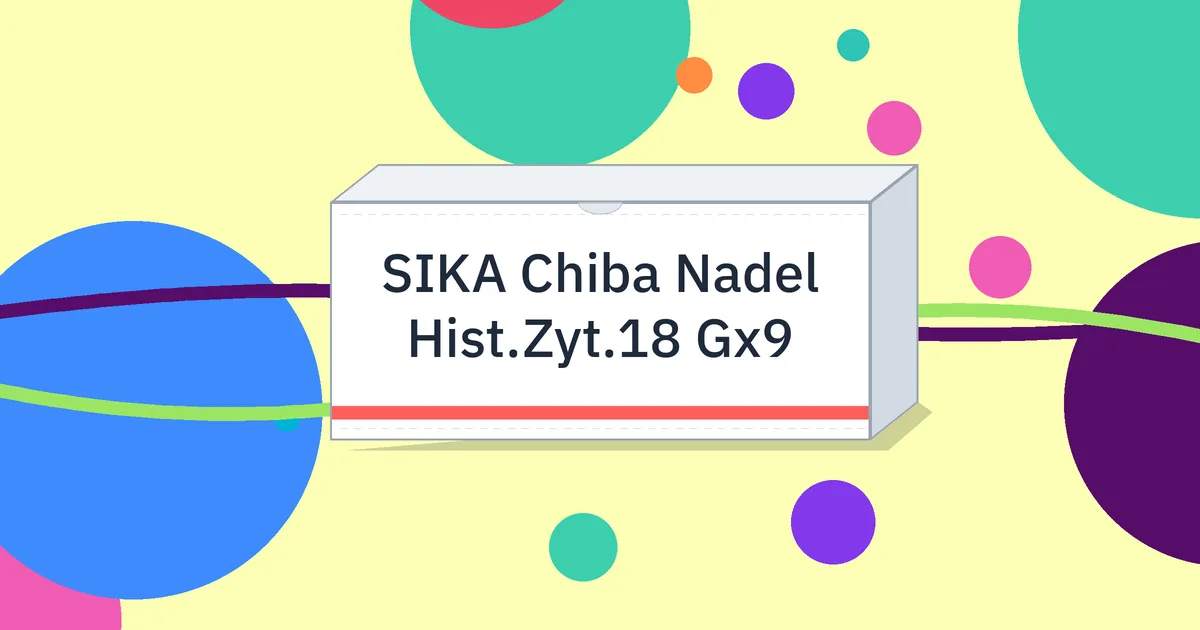 Symbolbild: Packung mit der Aufschrift SIKA Chiba Nadel Hist.Zyt.18 Gx9 (PZN 04164336) – Verfügbarkeit und Bezug in Apotheken in Frankfurt am Main