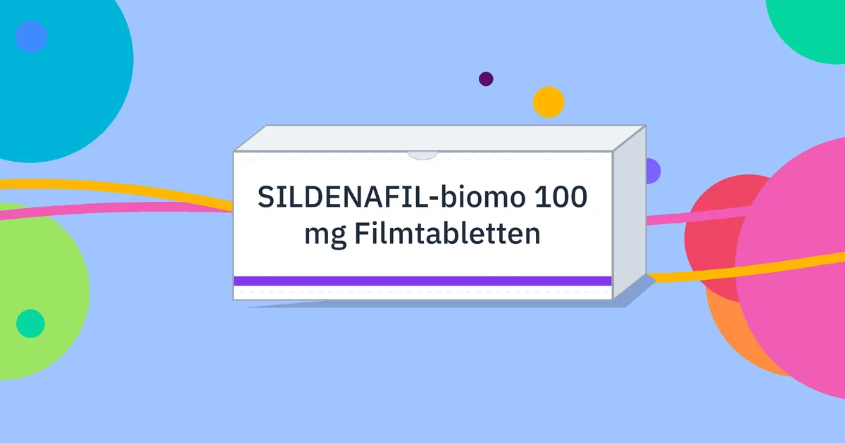 Symbolbild: Packung mit der Aufschrift SILDENAFIL-biomo 100 mg Filmtabletten (PZN 14050177) – Verfügbarkeit und Bezug in Apotheken in Frankfurt am Main