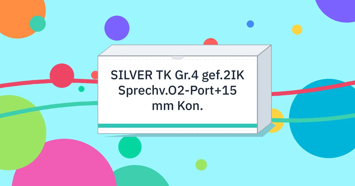 Symbolbild: Packung mit der Aufschrift SILVER TK Gr.4 gef.2IK Sprechv.O2-Port+15 mm Kon. (PZN 10317005) – Verfügbarkeit und Bezug in Apotheken in Frankfurt am Main