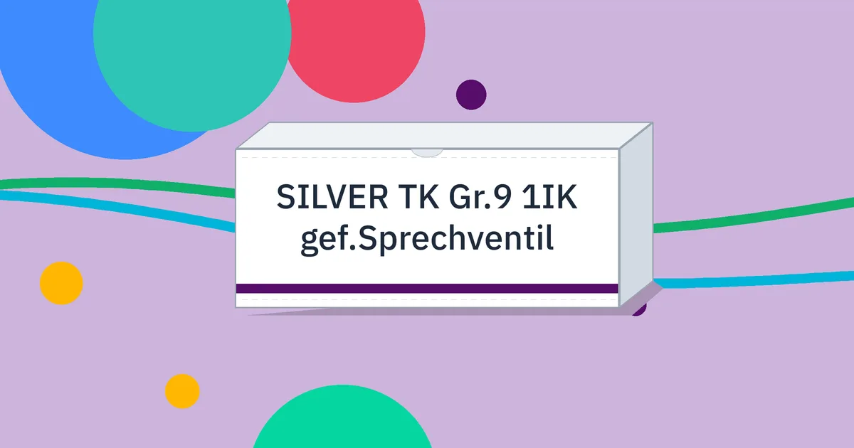 Symbolbild: Packung mit der Aufschrift SILVER TK Gr.9 1IK gef.Sprechventil (PZN 10210141) – Verfügbarkeit und Bezug in Apotheken in Frankfurt am Main
