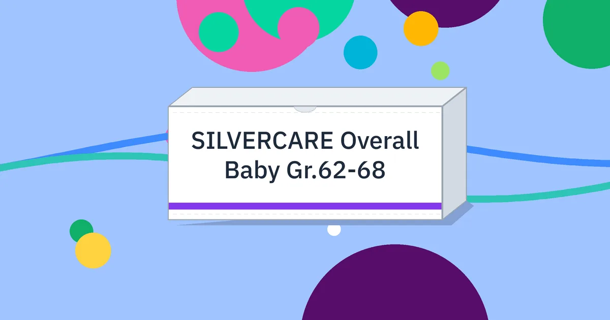 Symbolbild: Packung mit der Aufschrift SILVERCARE Overall Baby Gr.62-68 (PZN 01114125) – Verfügbarkeit und Bezug in Apotheken in Frankfurt am Main