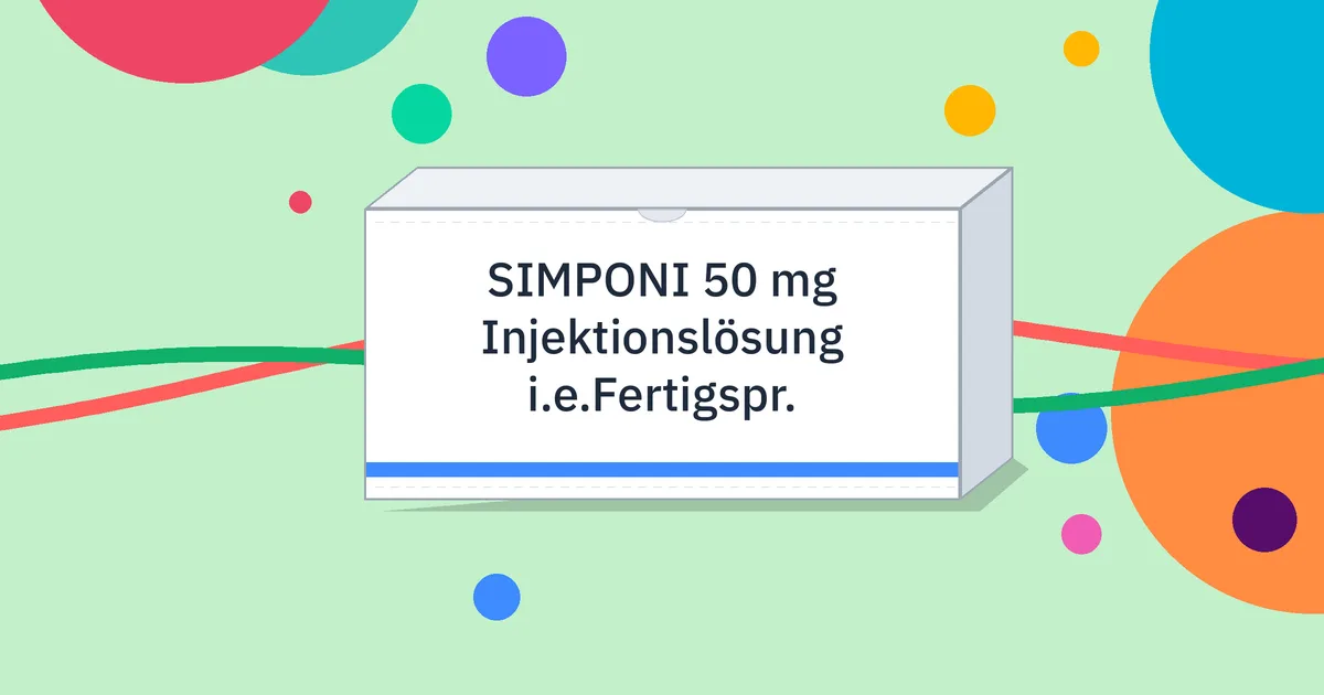 Symbolbild: Packung mit der Aufschrift SIMPONI 50 mg Injektionslösung i.e.Fertigspr. (PZN 16897305) – Verfügbarkeit und Bezug in Apotheken in Frankfurt am Main
