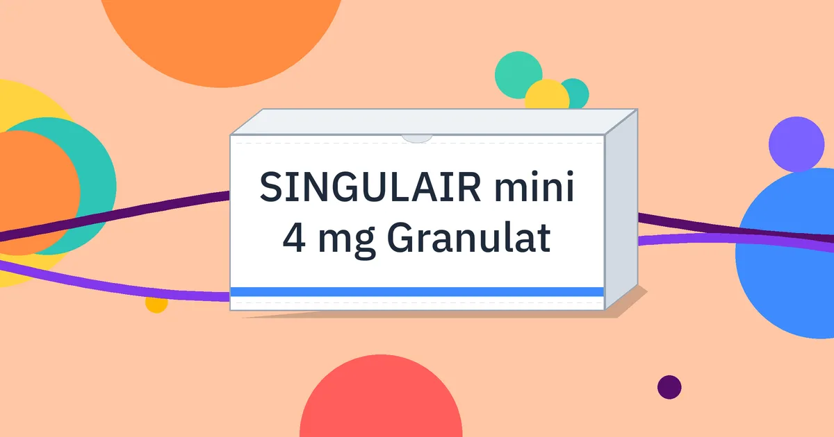 Symbolbild: Packung mit der Aufschrift SINGULAIR mini 4 mg Granulat (PZN 12738952) – Verfügbarkeit und Bezug in Apotheken in Frankfurt am Main