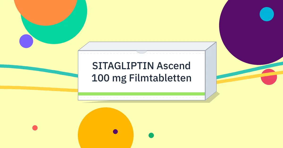 Symbolbild: Packung mit der Aufschrift SITAGLIPTIN Ascend 100 mg Filmtabletten (PZN 18899604) – Verfügbarkeit und Bezug in Apotheken in Frankfurt am Main